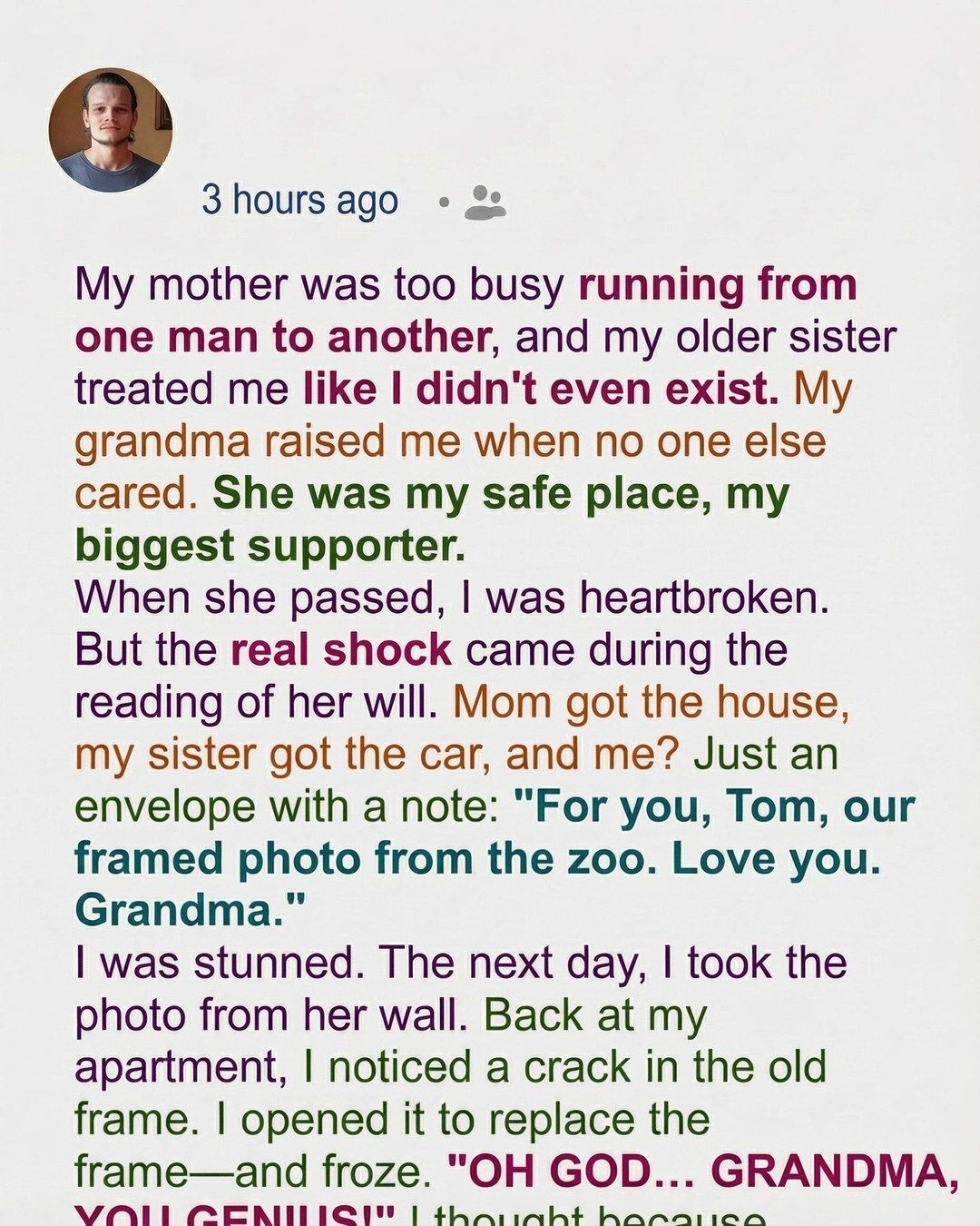 Loving Grandmother Leaves Devoted Grandson Simple Photo Holding Hidden ...